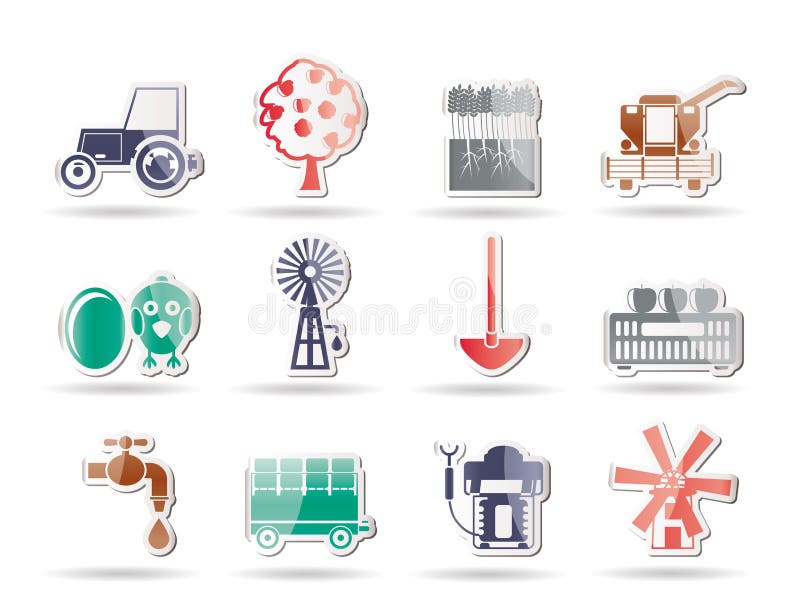 Farming Industry and Farming Tools Icons Stock Vector - Illustration of ...