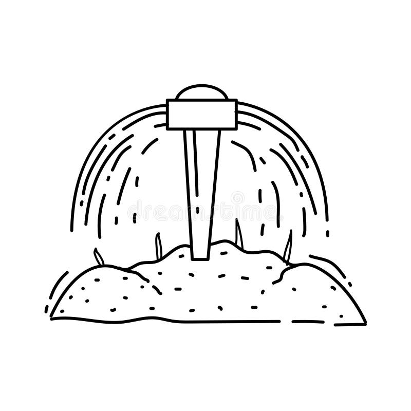Farming Irrigation Icon. Hand Drawn Icon Set, Outline Black, Doodle ...