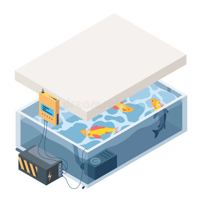 Farming Isometric. Future Fish Farming. Modern Smart Farm Stock Vector ...