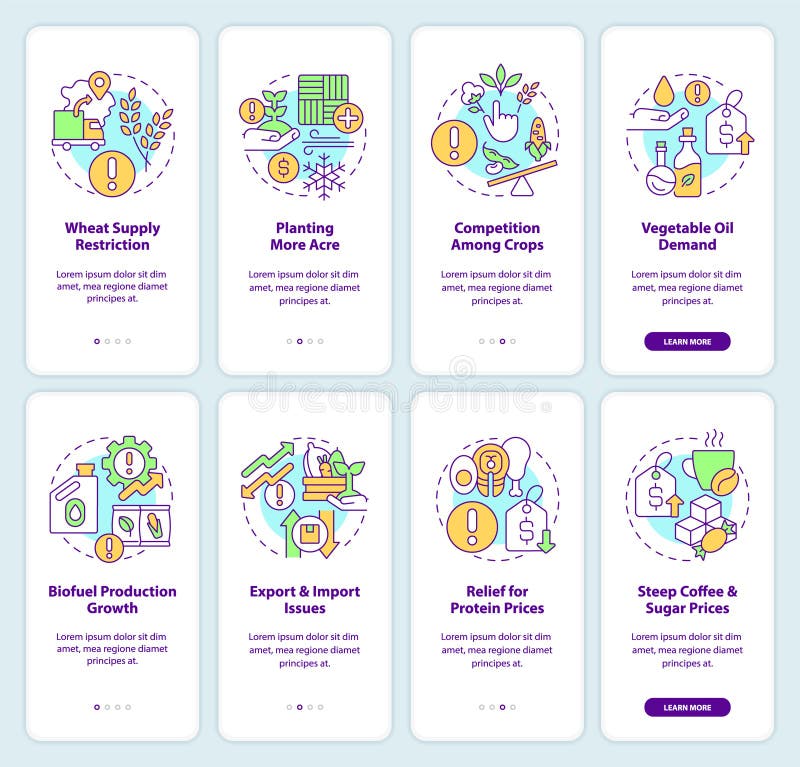 Farming Issues Onboarding Mobile App Screen Set Stock Vector ... Farming Issues Onboarding Mobile App Screen Set Stock Vector ...