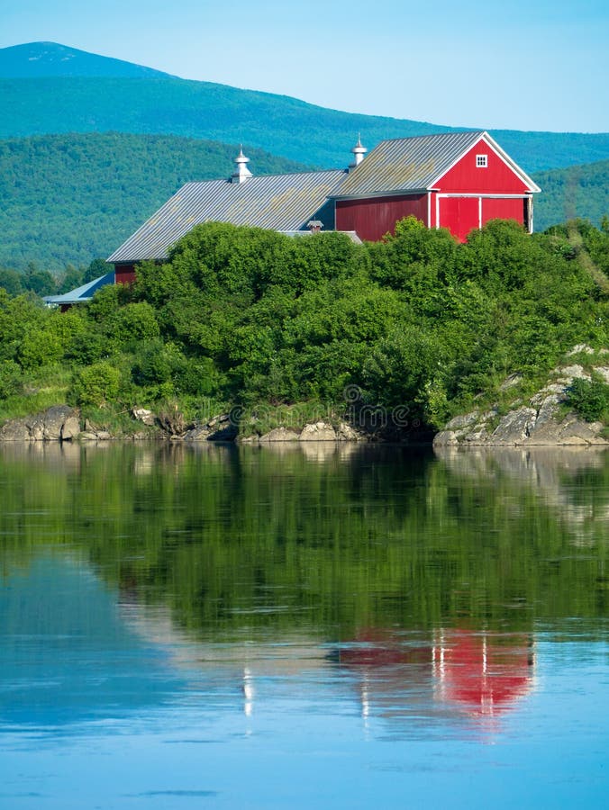 Farming Landscape with River Stock Image - Image of harvested ...