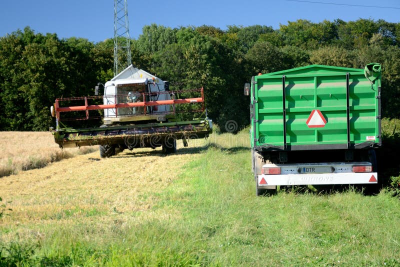 Farming in Poland, Harvester and Tractor Trailer Editorial Photo ...