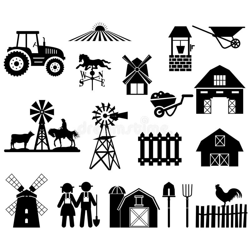 Farming Silhouette stock vector. Illustration of farm - 302726259