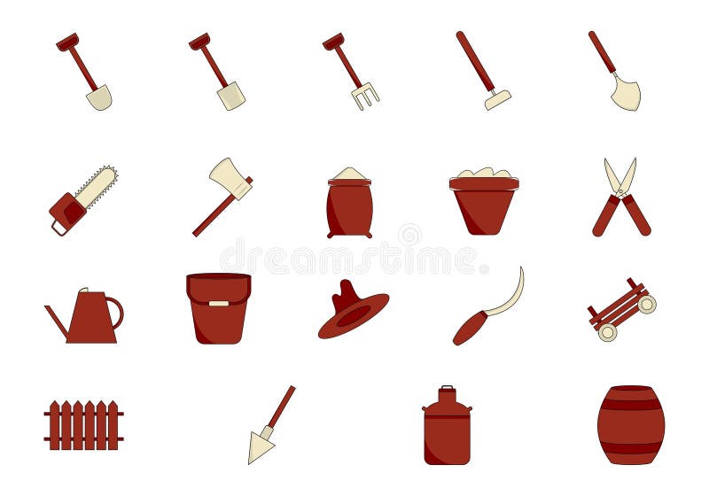 Farming Stuff Design Element Set Stock Vector - Illustration of element ...
