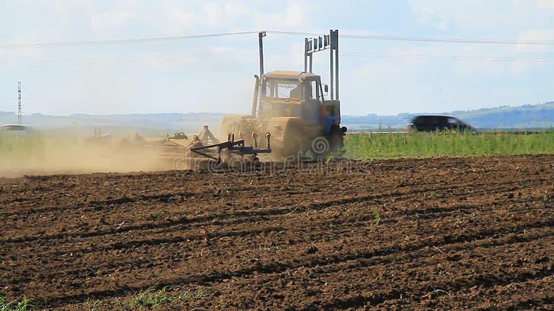 Farming. the Tractor Plows the Land. Stock Video - Video of harrows ...