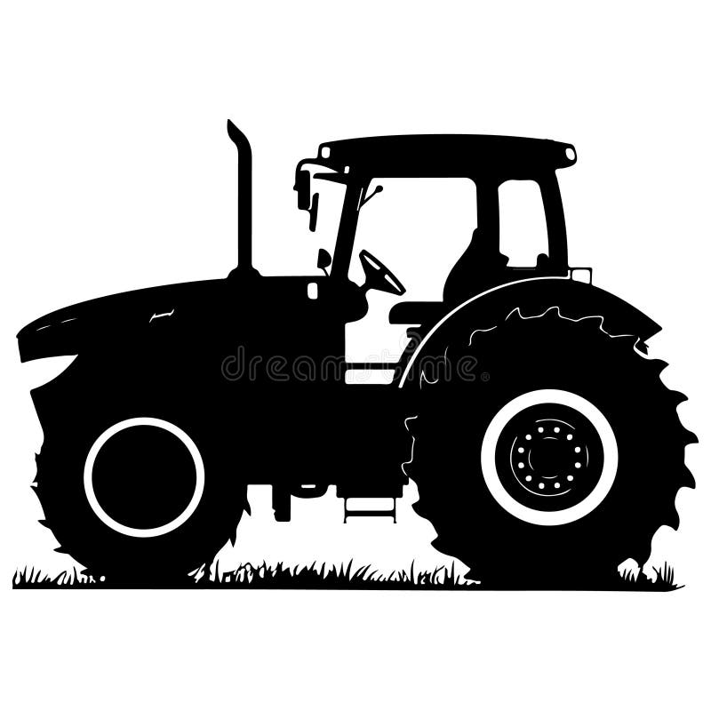 Farming Tractor Silhouette Vector Stock Vector - Illustration of ...