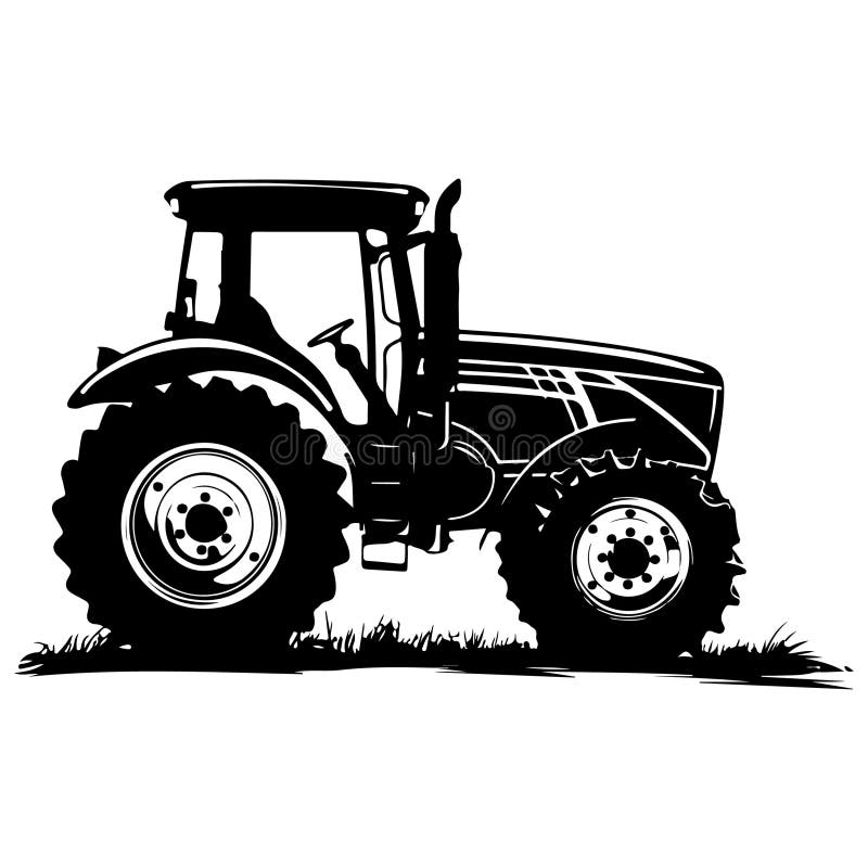 Farming Tractor Silhouette Vector Stock Vector - Illustration of ...