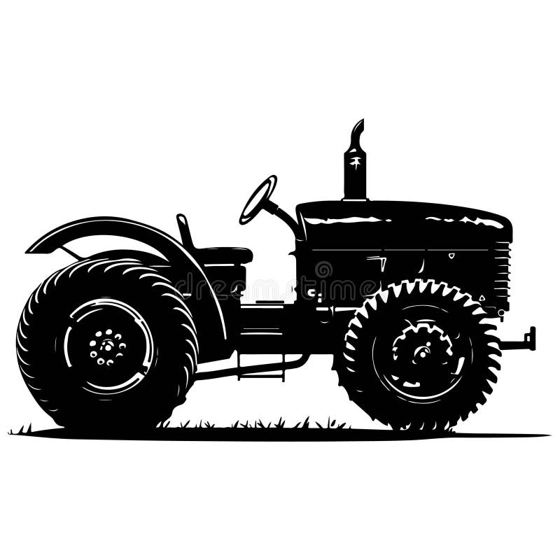 Farming Tractor Silhouette Vector Stock Illustration - Illustration of ...