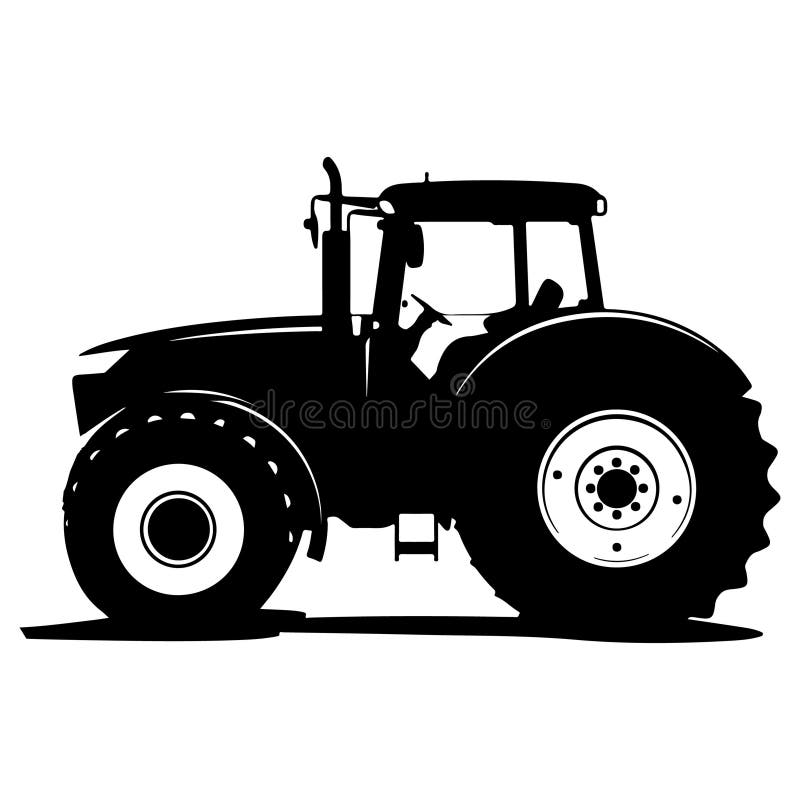 Farming Tractor Silhouette Vector Stock Vector - Illustration of ...