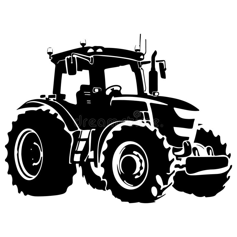 Farming Tractor Silhouette Vector Stock Vector - Illustration of farm ...