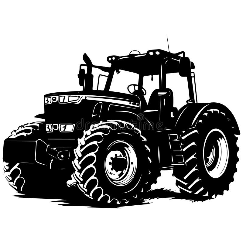 Farming Tractor Silhouette Vector Stock Vector - Illustration of ...