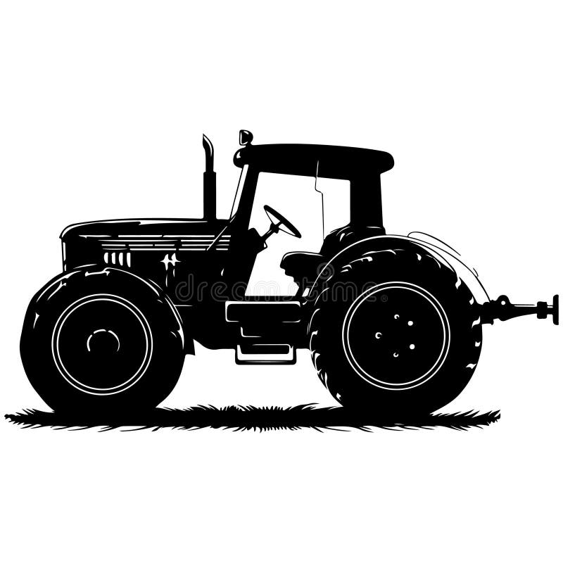 Farming Tractor Silhouette Vector Stock Vector - Illustration of tire ...
