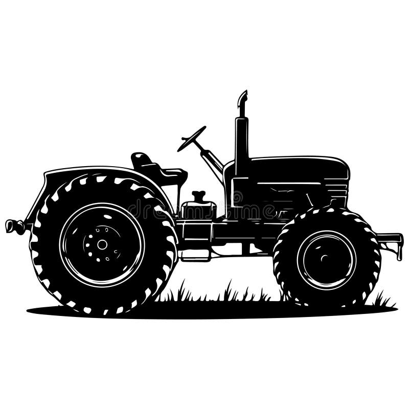 Farming Tractor Silhouette Vector Stock Vector - Illustration of rural ...