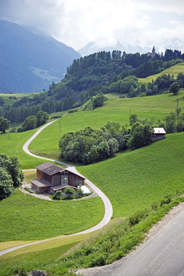 Typical Farm House in Switzerland Stock Image - Image of blue, mountain ...
