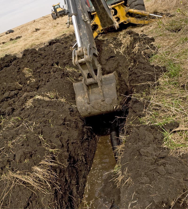 Farmland Drainage Ditch between Rural Pasture Fields. Stock Image ...