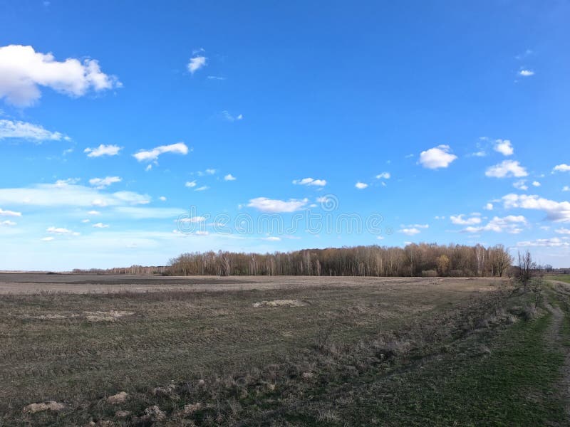 Farmland in the Early Spring. Sunny Spring Landscape Stock Photo ...