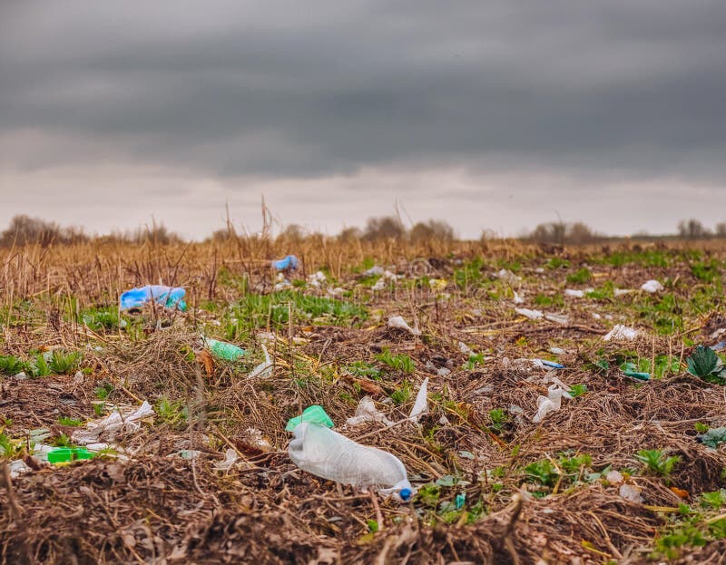 Farmland with Plastic Waste Stock Photo - Image of issue, waste: 327473888