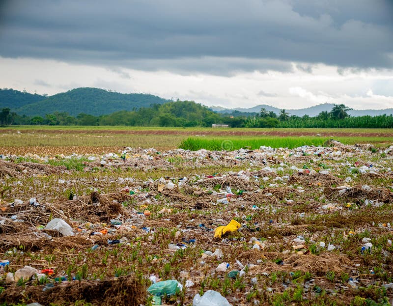 Farmland with Plastic Waste Stock Image - Image of impact ...