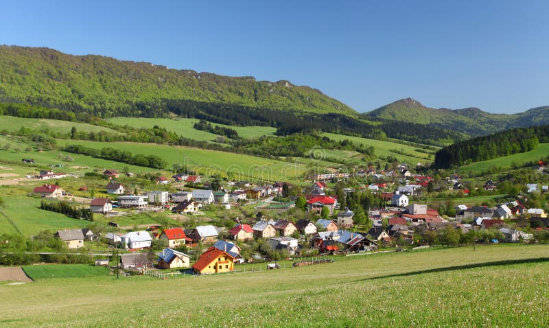 Farmland, Small Town And Forested Hills. Stock Image - Image of region ...