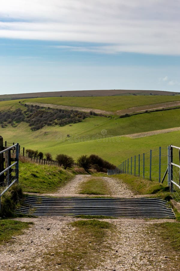 A Cattle Grid in the South Downs, with a Green Hillside Beyond Stock ...