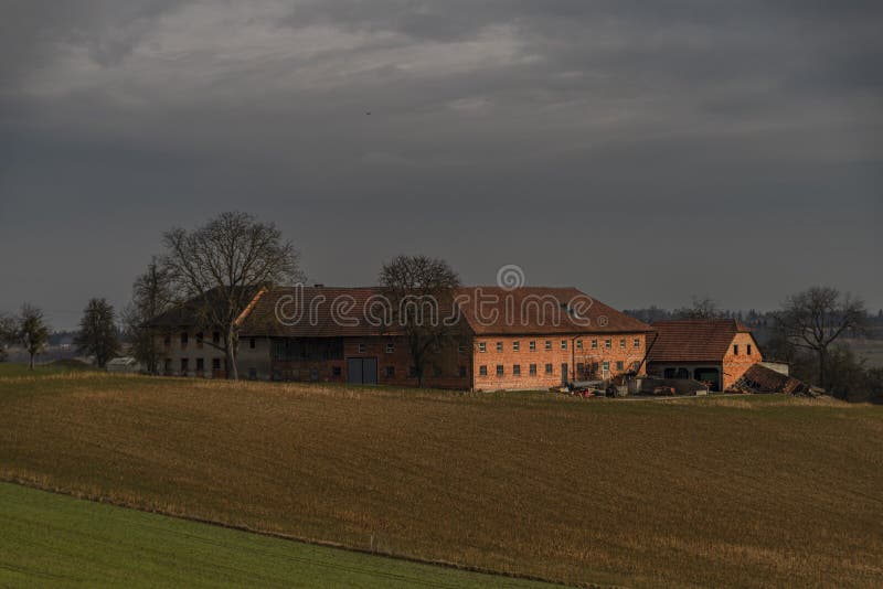 Farms and Fields Near Bad Hall Town in Winter without Snow Stock Image ...