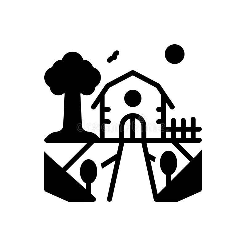 Black Solid Icon for Farms, Field and Village Stock Vector ...