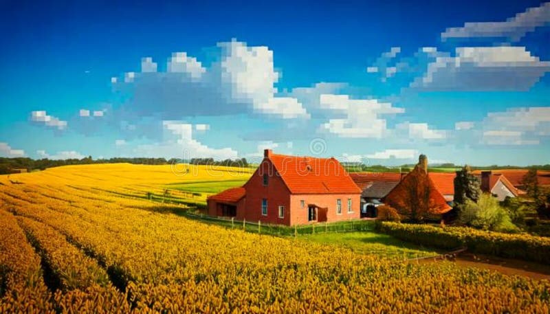 Farmstead Harmony - Vibrant Clay Figures in Pixel Style Stock Photo ...