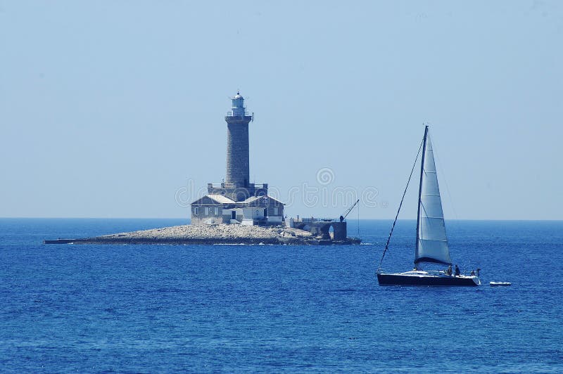 Faro azul foto de archivo. Imagen de transporte, costero - 2611276