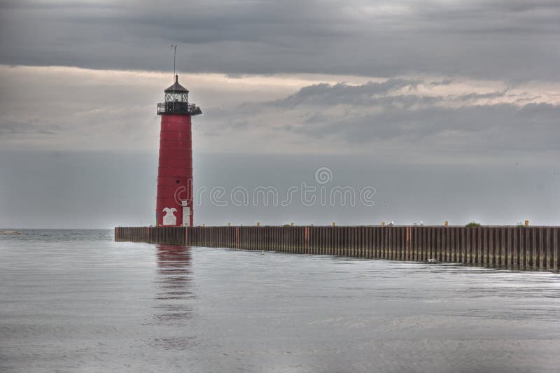 Faro Della Testata Del Molo Di Kenosha Fotografia Stock - Immagine di ...