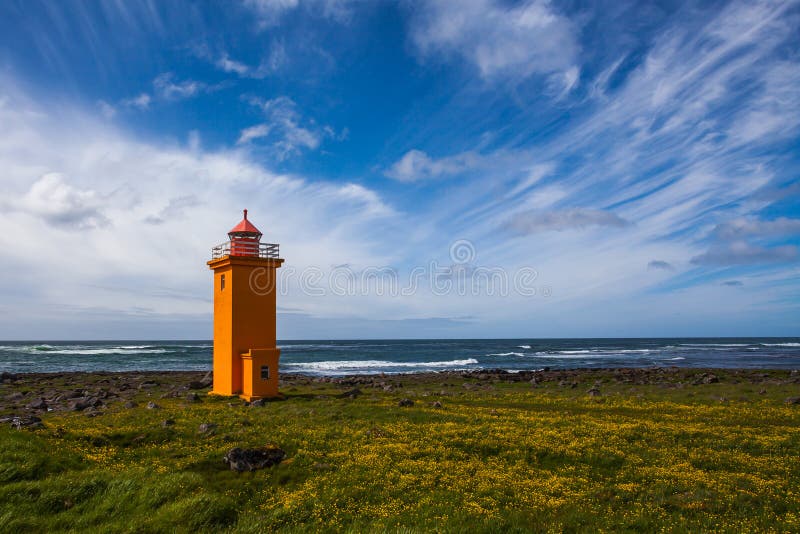 Faro di Reykjanes, Islanda fotografia stock. Immagine di alto - 32030522