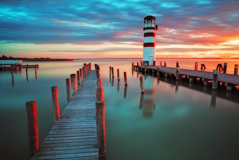 Il Lago Neusiedl, Neusiedler Vede, L'Austria Immagine Stock - Immagine ...