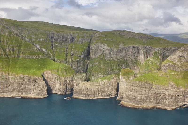 Faroe Islands Dramatic Coastline Viewed from Helicopter. Vagar Cliffs ...