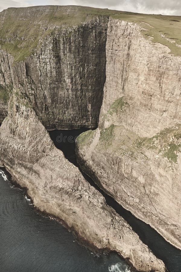 Faroe Islands Dramatic Coastline Viewed from Helicopter. Vagar Cliffs ...