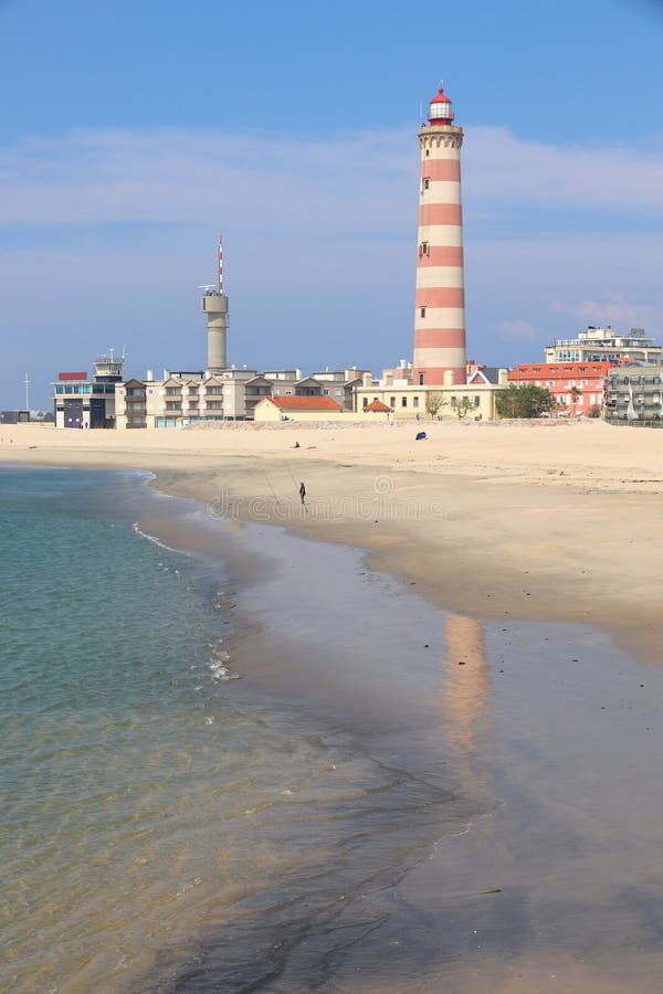 Lighthouse Farol Da Barra, Portugal Stock Photo - Image of color ...