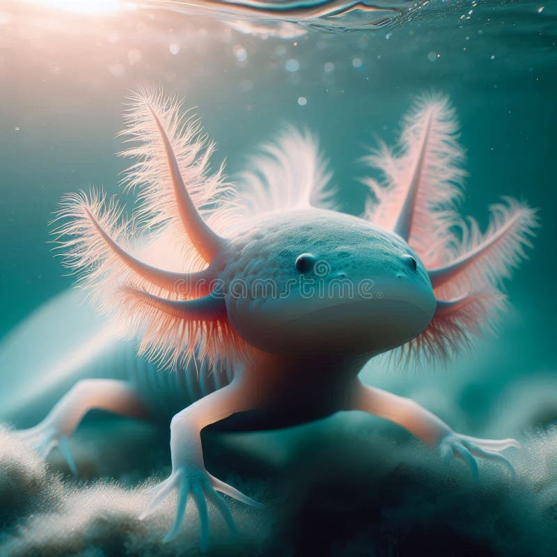 A Fascinating Axolotl in Its Element Stock Illustration - Illustration ...