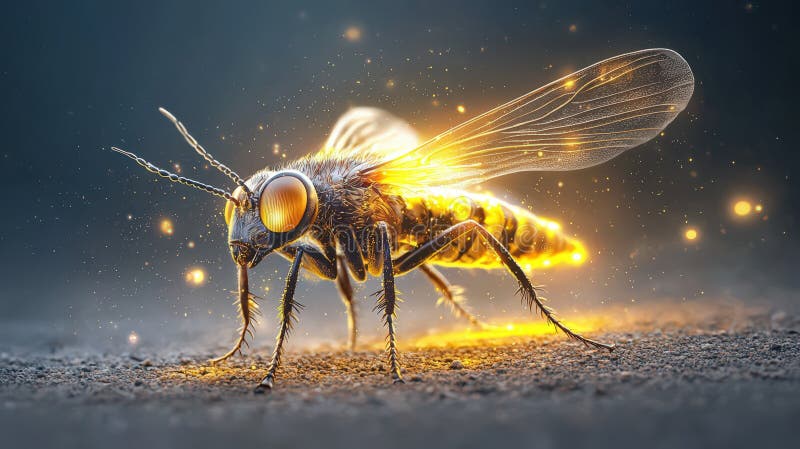 A Fascinating Bee with a Flickering Flame Captured in a Darkened ...