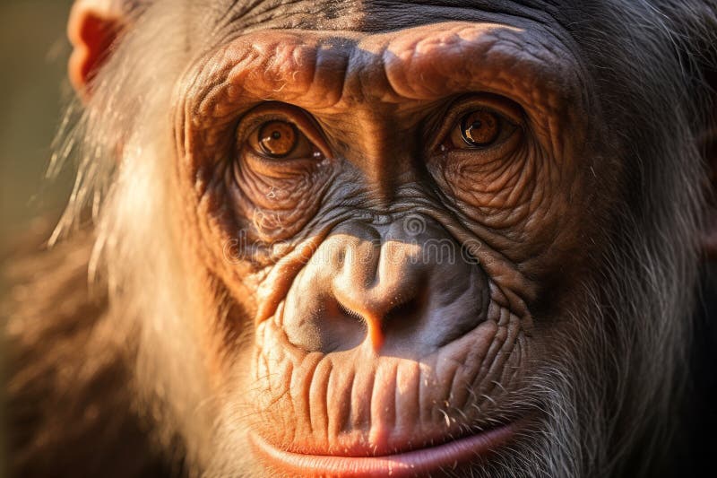 Fascinating Close-up Chimpanzee Face Muzzle Stock Illustration ...