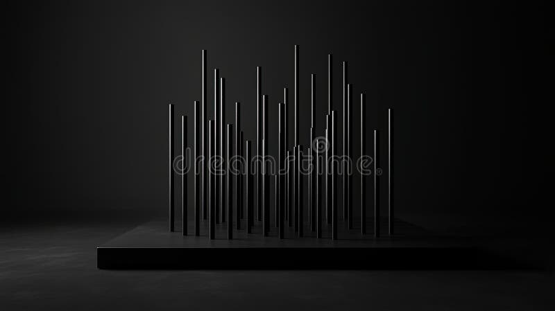 An Abstract 3D Rendering Featuring Tall Vertical Monoliths Set Against ...