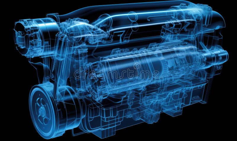 A Fascinating 3D Render of a Powerful Car Engine Stock Illustration ...