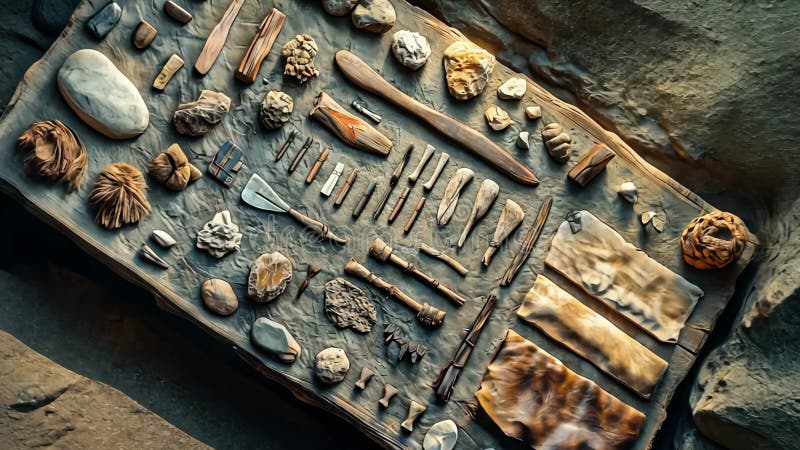 A Fascinating Display of Ancient Tool Collections Showcased on a Stone ...