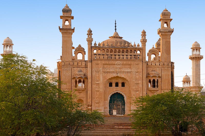 Fascinating Front View of the Mosque in the Desert Stock Image - Image ...