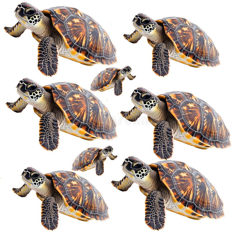 Fascinating Hawksbill Turtle Isolated on White Stock Illustration ...