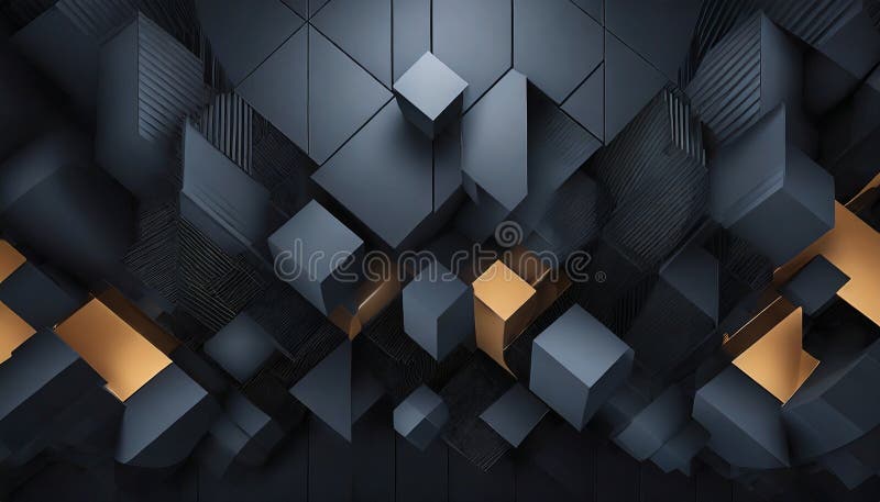 Abstract 3D World Dark Background with Geometric Cubes Stock ...