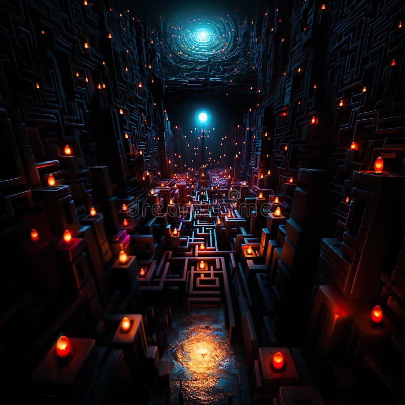 Fascinating Mysterious Maze with Candles, AI-generated. Stock ...