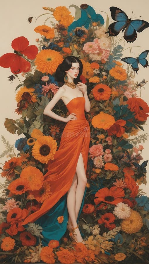 Fascinating Portrait of a Girl in Watercolor Stock Illustration ...