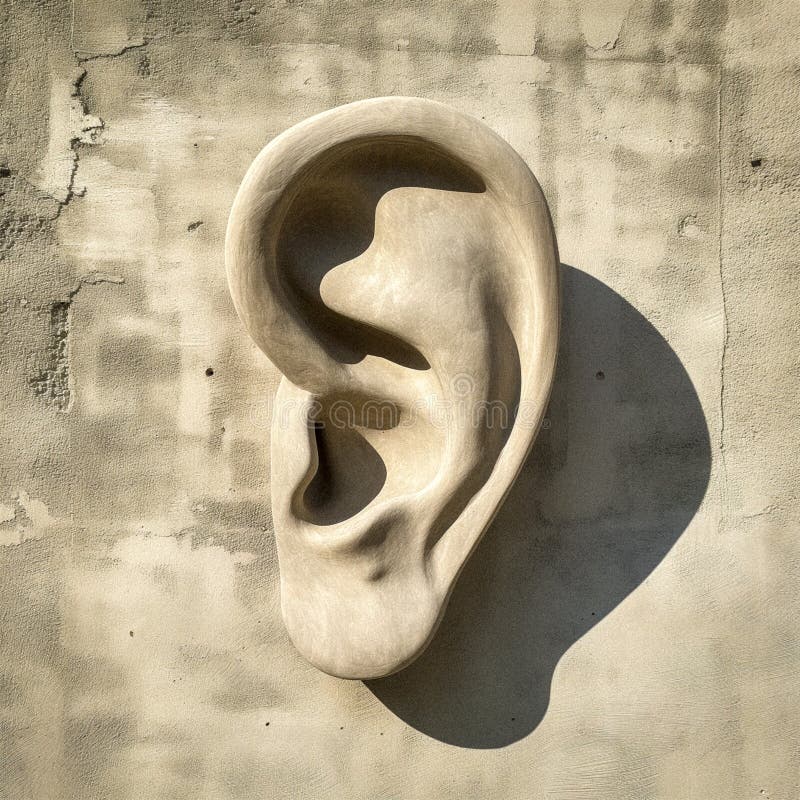 Auditory Echoes: a Surreal Ear Sculpture Emerges on a Wall. Generative ...
