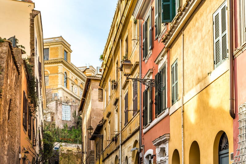 Fascinating street of Rome stock image. Image of buildings - 137697641