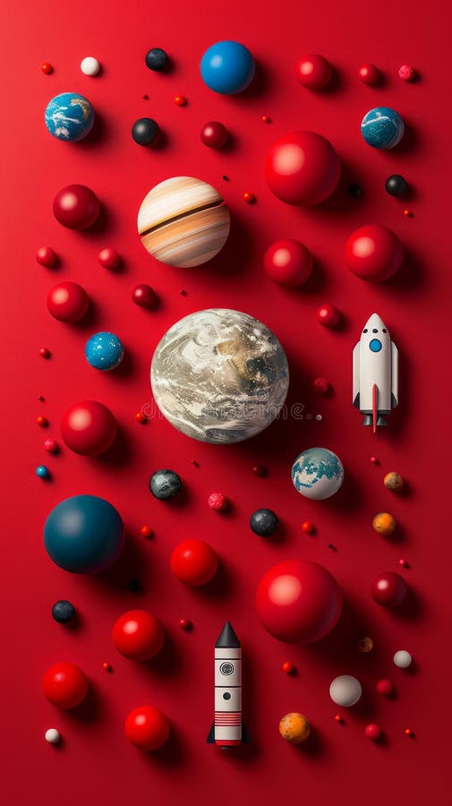 Fascinating Universe Composition Planets, Rockets, and Celestial Bodies ...