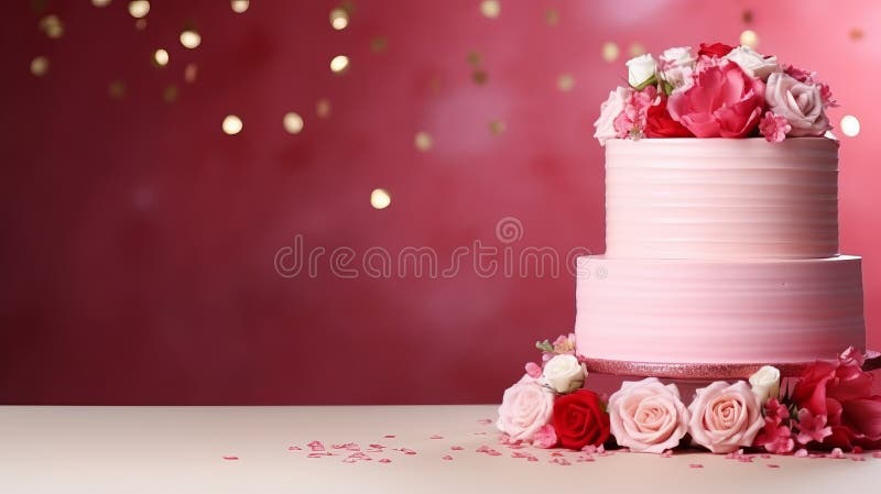 Cake and Flowers Abstract Wallpaper, Generative Ai Stock Illustration ...