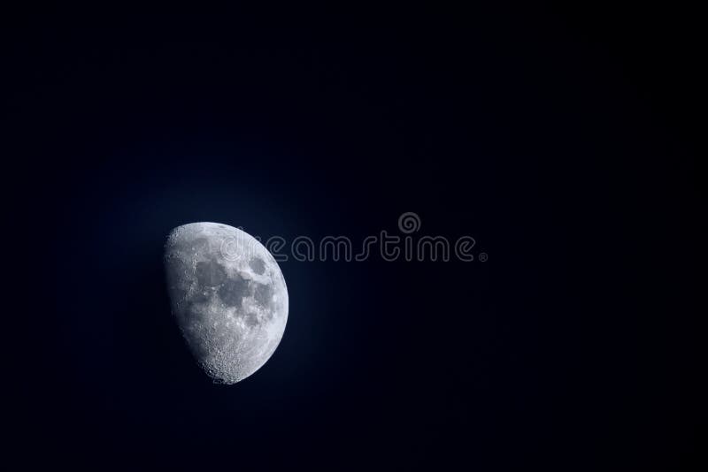 Fascinating Zoomed in View of the Moon in the Night Sky Stock Photo ...